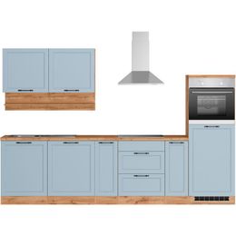 KOCHSTATION K&uuml;chenzeile &raquo;KS-Lana&laquo; 300 cm breit, wahlweise mit oder ohne E-Ger&auml;te blau B/H/T: 300cm x 200cm x 60cm, ohne E-Ger&auml;te