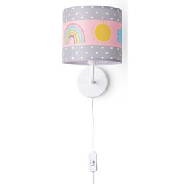 Paco Home Wandleuchte &raquo;Cosmo 962&laquo; E14 Lampe Kinderzimmer Stecker &acirc;&circ;...18cm Regenbogen Wolken Sonne E14 wei&szlig; 1, &Oslash; 18cm H: 26,5cm