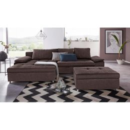 OTTO home Ecksofa &raquo;Labene L-Form&laquo; wahlweise mit Schlaffunktion und Bettkasten, auch als XXL-Variante braun Struktur fein (95% Polyester, 5% Polyamid);