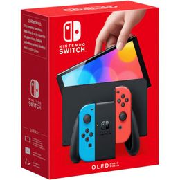 Spielekonsole &raquo;OLED NEON Konsole r/b&laquo; 64 GB rot Schlie&szlig;e die Joy-Con-Controller an die Konsole an. Spiele allein oder mit Freunden, lokal oder online.