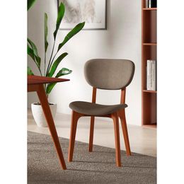 Home Affaire Stuhl &raquo;COZY Made in Italy&laquo; (Set) 2 Stk.Gestell in Buche, Kirsch- oder Nussbaum, Massivholz, Design Stuhl grau Polyester B/H/T: 50cm x 