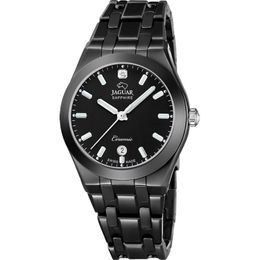 Jaguar Damen Keramikuhr &raquo;Ceramic&laquo; Quarzuhr, Armbanduhr, Damenuhr, Swiss Made, Keramik, analog, Tag schwarz Einheitsgr&ouml;&szlig;e