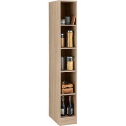 KOCHSTATION Regal &raquo;KS-Wien&laquo; 30 cm breit, mit F&auml;chern braun Holzwerkstoff B/H/T: 30cm x 200cm x 55cm