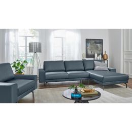 Creation BY ROLF BENZ Ecksofa &raquo;CR.450, Designecksofa, L-Form&laquo; Armlehne breit und niedrig, Alugussf&uuml;&szlig;e in umbragrau, Breite 274 cm blau Luxus-