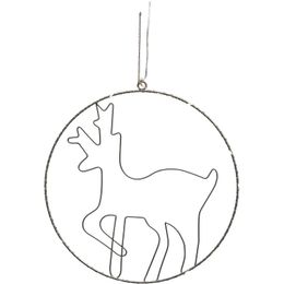 IC Winterworld LED Dekolicht &raquo;Weihnachtsdeko&laquo; 1 Stk. Warmwei&szlig; Beleuchteter Metall-Ring mit Rentier-Motiv, &Oslash; ca. 30cm silber &Oslash; 30cm, 1 Stk.