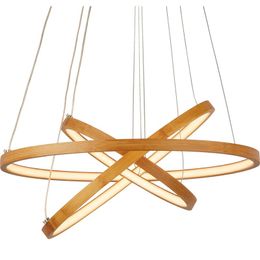 Searchlight H&auml;ngeleuchte &raquo;x Eternity Pendant - Natural Bamboo & Gold Metal&laquo; LED-Modul 1 Stk. Warmwei&szlig; wei&szlig; 3, &Oslash; 50cm H: 40cm, 1 Stk.