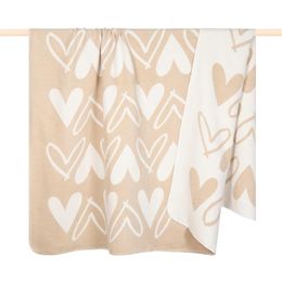 Pad Wohndecke &raquo;HEART&laquo; mit Wendefunktion, Motiv Herzen, gekettelter Zierstich, 150x200 cm beige Mischgewebe B/L: 150cm x 200cm