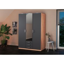 Priess Kleiderschrank &raquo;Amsterdam, viel Stauraum durch viele Schubk&auml;sten, Spiegelt&uuml;ren&laquo; Optional mit LED-Beleuchtung, Made in Germany schwarz 