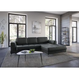 Sit & More sit&more Ecksofa &raquo;Bendigo L-Form&laquo; inklusive Sitztiefenverstellung, Bodenfreiheit 12 cm, in 2 Fu&szlig;farben schwarz B/H/T: 284cm x 84cm x 175cm, NaturLEDER