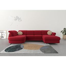 Sit & More sit&more Wohnlandschaft &raquo;Apulia U-Form&laquo; wahlweise Schlaffunktion, Bettkasten und Kopf- und Armteilverstellung rot Webstoff (100% Polyester);Struktur 