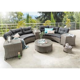 Destiny Gartenlounge-Set &raquo;RIO Loungsset halbrund, Tisch &Oslash; 90cm, vintage grau&laquo; Set, 18 Stk. tlg. Aluminium, Polyrattan grau Obermaterial: 100% Polyester. 