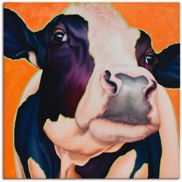 Artland Leinwandbild &raquo;Kuh Rosa&laquo; Haustiere 1 Stk. tlg. auf Holzrahmen gespannt orange Leinwand B/H/T: 50cm x 50cm, Leinwandbild Haustiere quadratisch, 1 Stk.