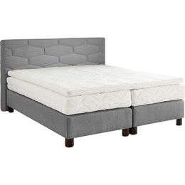 Westfalia Schlafkomfort Boxspringbett wahlweise mit Topper grau Bezug: 100% Polyester Feinstruktur Kaltschaum-Topper, Liegefl&auml;che B/L: 200cm x 200cm, H2 + H2, 7-Zonen-