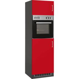 KOCHSTATION Backofen/K&uuml;hlumbauschrank &raquo;KS-Paris&laquo; Breite 60 cm grau Holzwerkstoff B/H/T: 60cm x 200cm x 60cm