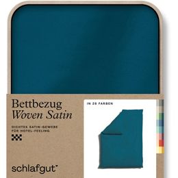 Schlafgut Bettbezug &raquo;Woven Satin&laquo; besonders dicht gewebt, Mix & Match: passender Kissenbezug erh&auml;ltlich blau Mako-Satin, Obermaterial: 100% Baumwolle B/L: 155cm
