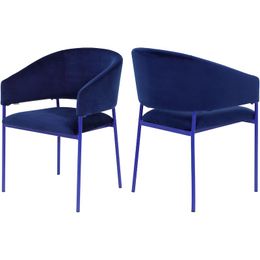 Tom Tailor HOME Armlehnstuhl &raquo;EMBRACE ARMCHAIR&laquo; (Set) 2 Stk.Esszimmerstuhl, mit Armlehnen, 4-Fu&szlig;gestell, R&uuml;ckenausschnitt blau Metall, Stoff B/H/T: 