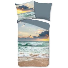 PURE luxury collection Wendebettw&auml;sche &raquo;Samui&laquo; 3 Stk. Mikrofaser, Pflegeleicht, Rei&szlig;verschluss, Wendeoptik, Strand, Meer bunt Microfaser, Obermaterial
