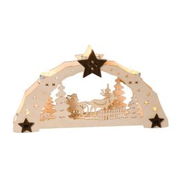 SAICO Original Teelichthalter &raquo;Weihnachtsmann auf Schlitten&laquo; BxHxT: 38x20x7 cm beige Holz teilmassiv B/H/T: 38cm x 20cm x 7cm