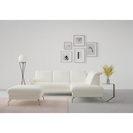 Sit & More sit&more Ecksofa &raquo;Fashion L-Form&laquo; wahlweise mit Kopfteilverstellung, Vorziehsitz, motorisch, Nickelf&uuml;&szlig;e beige B/H/T: 250cm x 84cm x 207cm, Soft clean,