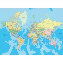 papermoon Fototapete &raquo;World Map&laquo; glatt bunt Vlies B/L: 1,5m x 1,11m, Bahnen: 7 Stk.