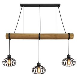 Globo LIGHTING H&auml;ngeleuchte &raquo;CALDWELL&laquo; E27 1 Stk. Schwarze H&auml;ngeleuchte, Holz & Metallst&auml;be, Kabel zum Herumwickeln 3, &Oslash; 20cm H: 150cm, 1 Stk.