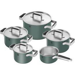 Zwilling Topf-Set &raquo;Pure&laquo; Set, 3 Kocht&ouml;pfe (16, 20 & 24 cm), Bratentopf 20 cm, Stieltopf 16 cm, 5 Stk. tlg. Edelstahl 18/10 gr&uuml;n Einheitsgr&ouml;&szlig;e