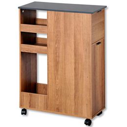 Kesper K&uuml;chenwagen &raquo;Nischenregal, rustikal, FSC&laquo; 1 Stk. tlg. mit herausnehmbaren Abfalleimer braun Holzwerkstoff B/H/T: 60cm x 86cm x 25cm