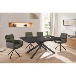 Jockenh&ouml;fer Drehstuhl &raquo;Audrey&laquo; (Set) 2 Stk.Echtleder, inklusive Drehfunktion (360&deg;), Materialmix, 150kg belastbar gr&uuml;n Leder B/H/T: 58cm x 89cm x 65cm, 2 Stk., 
