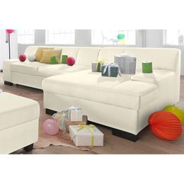 DOMO collection Ecksofa &raquo;Norma, elegant & modern, mit flachen Armlehnen, Breite 268cm, L-Form&laquo; wahlweise mit Bettfunktion beige NaturLEDER in Sitz und