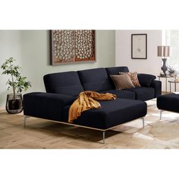 W.Schillig Ecksofa &raquo;run, Designsofa mit tollem Sitzkomfort, bequem, L-Form&laquo; mit elegantem Holzsockel, F&uuml;&szlig;e in Chrom gl&auml;nzend, Breite 319 cm blau 