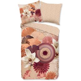 HIP Wendebettw&auml;sche &raquo;Quente&laquo; 2 Stk. Satin, Rei&szlig;verschluss, Wendeoptik, Mandala, Blume, Sand beige Renforc&eacute;, Obermaterial: 100% Baumwolle B/L: 135cm x 