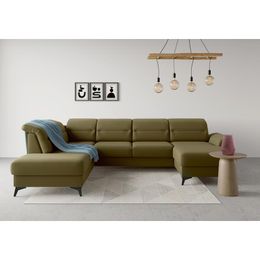 Sit & More sit&more Wohnlandschaft &raquo;Sinatra U-Form&laquo; optional mit Kopfteilverstellung und Armteilfunktion, Metallf&uuml;&szlig;e gr&uuml;n 98% Polyester, 2% Polyamid B/H/T: 326cm