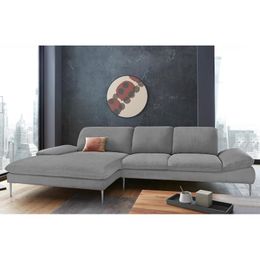 W.Schillig Ecksofa &raquo;enjoy&MORE, Designsofa, bequem, zeitlos und elegant, L-Form&laquo; mit Sitztiefenverstellung, F&uuml;&szlig;e Chrom gl&auml;nzend, Breite 340 cm grau 