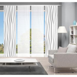 Vision S Schiebegardine &raquo;WELLO 4er SET&laquo; Paneelwagen 4 Stk. tlg. Bambus-Optik, Digital bedruckt grau Polyester 260cm, Paneelwagen, 60cm