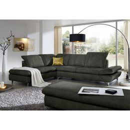 W.Schillig Ecksofa &raquo;Taoo, elegant und zeitlos, bequem, L-Form, Breite 296cm&laquo; mit Sitziefenverstellung & Kopfteilverstellung gr&uuml;n Longlife fabric 