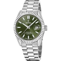 Festina Unisex Quarzuhr &raquo;Classic Steel&laquo; Armbanduhr, Damenuhr, Herrenuhr, Swiss Made, Edelstahlarmband, analog Einheitsgr&ouml;&szlig;e