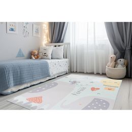 Obsession Kinderteppich &raquo;Magic Kids ML 105&laquo; rechteckig 8 mm H&ouml;he niedliches Elefanten Motiv, waschbar, Kinderzimmer grau Polyester B : 160cm 1 Stk., 8mm, L: 