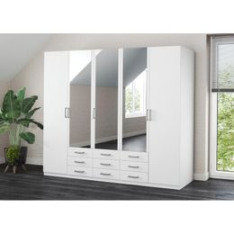 Priess Kleiderschrank &raquo;Amsterdam, viel Stauraum durch viele Schubk&auml;sten, Spiegelt&uuml;ren&laquo; Optional mit LED-Beleuchtung, Made in Germany wei&szlig; 