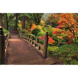 papermoon Fototapete &raquo;Autumn Bridge&laquo; glatt bunt Vlies B/L: 3m x 2,23m, Bahnen: 6 Stk.