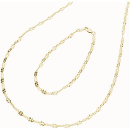 Firetti Damen Ketten und Armband Set &raquo;Multipack Schmuck Geschenk Silber 925 Armkette Halskette Pl&auml;ttchen&laquo; (Set, 2 tlg.) gold Einheitsgr&ouml;&szlig;e