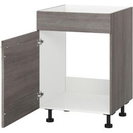 KOCHSTATION Sp&uuml;lenunterschrank &raquo;KS-Trea SPBL60&laquo; Breite 60 cm, H&ouml;he 75 cm grau eichefarben grau, B/H/T: 60cm x 75cm x 56cm, T&uuml;ren: 1 Stk. T&uuml;ranschlag 