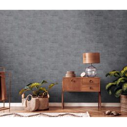 Livingwalls living walls Vliestapete &raquo;Stories of Life Vintage Struktur-Vliestapete Schwarz&laquo; Abriebeffekte einfarbig uni aufgesch&auml;umt Schlafzimmer Wohnzimmer 