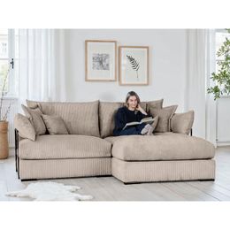 Home Affaire Ecksofa &raquo;Casa XXL L-Form, B: 247 cm&laquo; 4 Zierkissen, Mega-Sofa, in Cord oder Chenille-Struktur, Federkern beige 100% Polyester B/H/T: 247cm