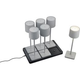 REALITY LEUCHTEN LED Au&szlig;en-Tischleuchte &raquo;Fernandez&laquo; LED-Board 1 Stk. Farbwechsler warmwei&szlig; - kaltwei&szlig; Set 6-teilig inkl Induktion-Ladestation Garten 