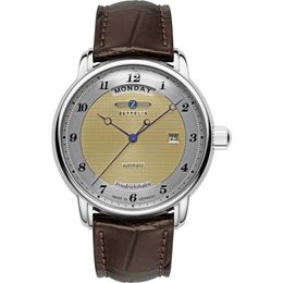 Zeppelin Herren Zeppelin Automatikuhr &raquo;Friedrichshafen Automatic Day/Date&laquo; Armbanduhr, Herrenuhr, Made in Germany, Mechanische Uhr, analog, Tag braun 