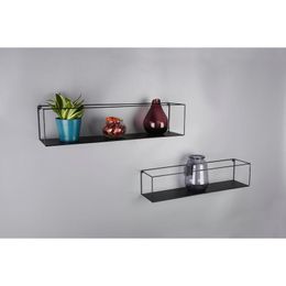 Mirrors and More Ablageregal &raquo;Tinka&laquo; 2 Stk. tlg. Mit Metallstreben, Wandmontage schwarz Metall B/H/T: 65cm x 15cm x 15cm, offene F&auml;cher