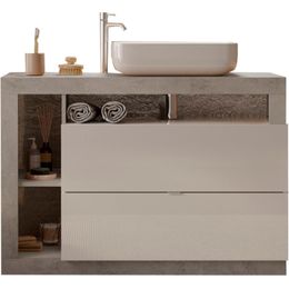 Welltime Waschtisch &raquo;Hamburg&laquo; 2 Schubk&auml;sten, Breite 110 cm, Soft-Close, inkl. Keramik-Aufsatzbecken wei&szlig; Korpus Schubkastenelement: Weiss Melamin,