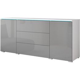 Home Affaire Sideboard &raquo;VERA, grifflos&laquo; verstellbare Einlegeb&ouml;den, Wahlweise mit oder ohne Beleuchtung wei&szlig; B/H/T: 150cm x 67,9cm x 39,5cm,mit 