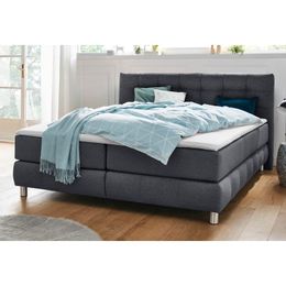 Home Affaire Boxspringbett &raquo;Salo&laquo; incl. Topper, 6 Breiten, 2 H&auml;rtegrade, TFK auch in H&auml;rtegrad 4 grau Struktur (100% Polyester);Bezug der 