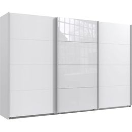 wimex Schwebet&uuml;renschrank &raquo;Norderstedt&laquo; INKLUSIVE 2 Stoffboxen und 2 zus&auml;tzliche Einlegeb&ouml;den, mit Glast&uuml;r wei&szlig; Holzwerkstoff Wei&szlig;, B/H/T: 313cm x 210cm x 